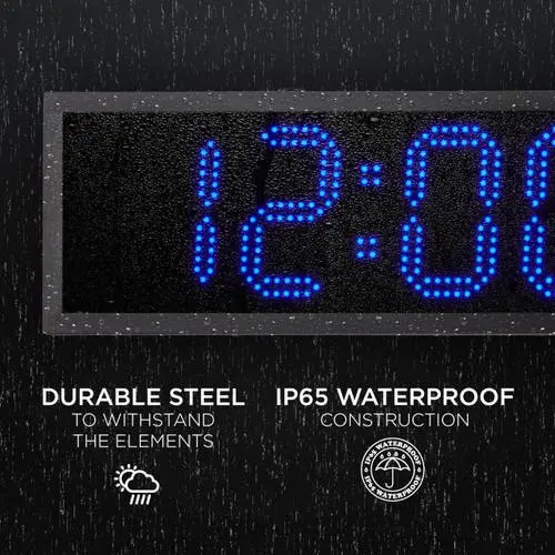 IVATION 48 Waterproof Outdoor Digital Led Clock With Auto Time Sync
