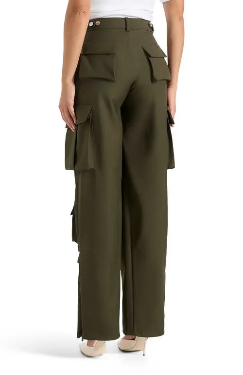 Manière De Voir Maniere De Voir High Rise Wide Leg Cargo Trousers - Olive