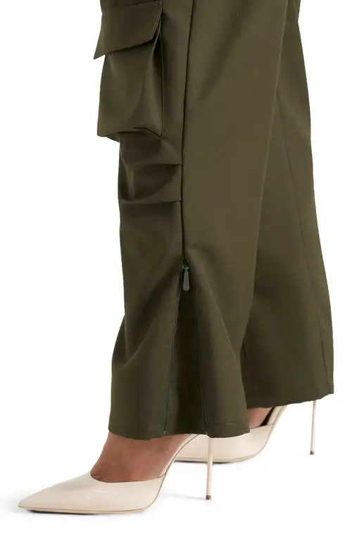 Manière De Voir Maniere De Voir High Rise Wide Leg Cargo Trousers - Olive