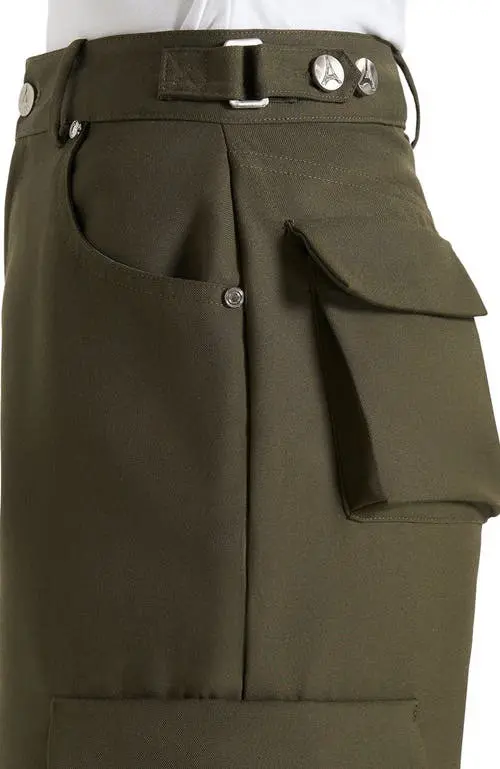 Manière De Voir Maniere De Voir High Rise Wide Leg Cargo Trousers - Olive