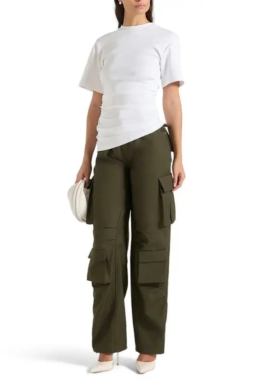 Manière De Voir Maniere De Voir High Rise Wide Leg Cargo Trousers - Olive