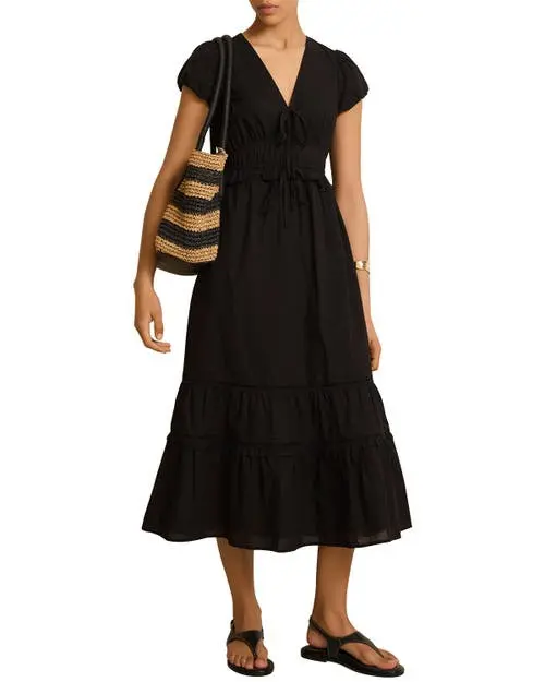 Mint Velvet Cotton Midi Dress - Black
