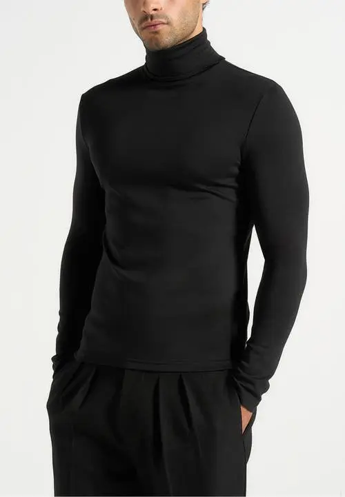 Manière De Voir Long Sleeve Roll Neck Top - Black