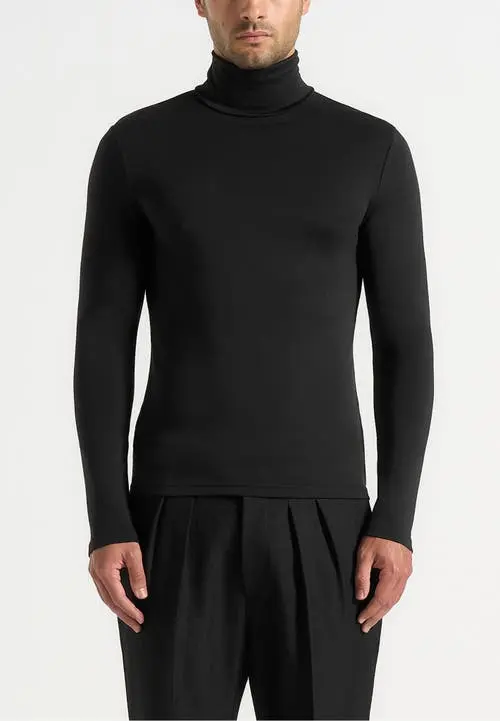 Manière De Voir Long Sleeve Roll Neck Top - Black
