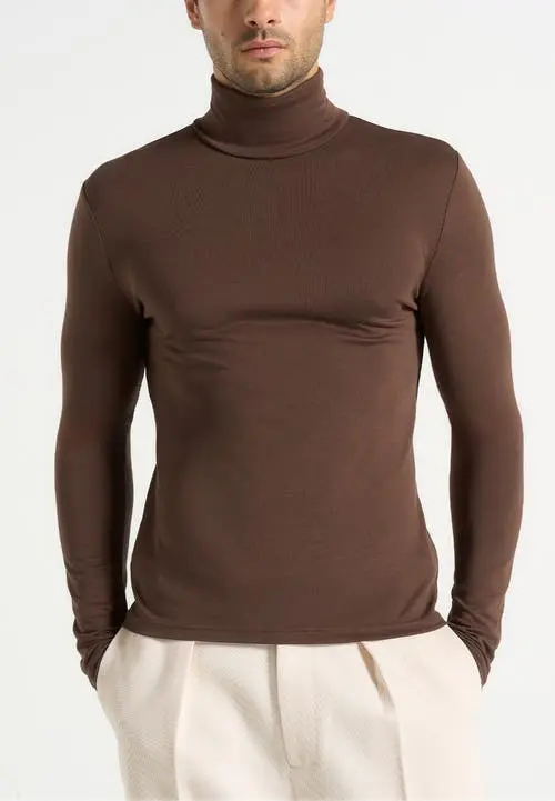 Manière De Voir Long Sleeve Roll Neck Top - Brown