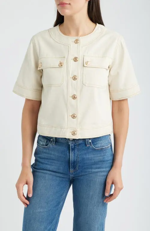 ZOE AND CLAIRE Short Sleeve Cotton Jacket - Cream