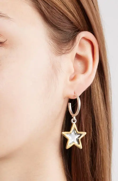 VIDAKUSH Two Tone Star Charm Hoop Earrings