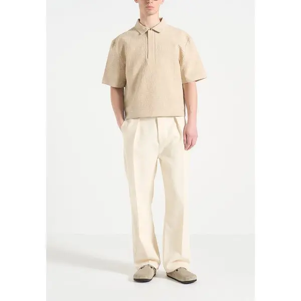 Manière De Voir Simon Boxy Textured Polo Shirt - Beige