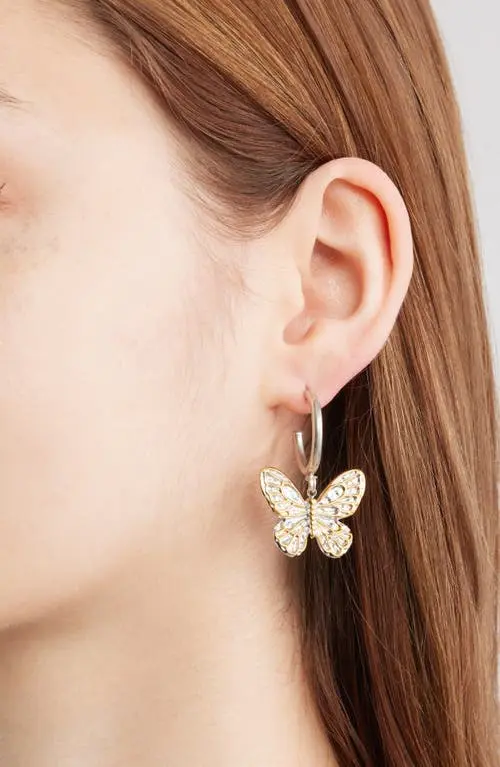 VIDAKUSH Duotone Butterfly Charm Hoop Earrings