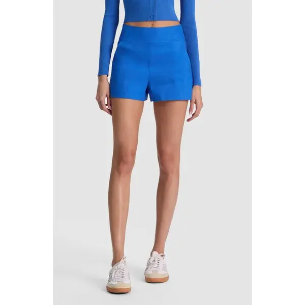 Alice + Olivia Donald High Waist Shorts - Blue Iris