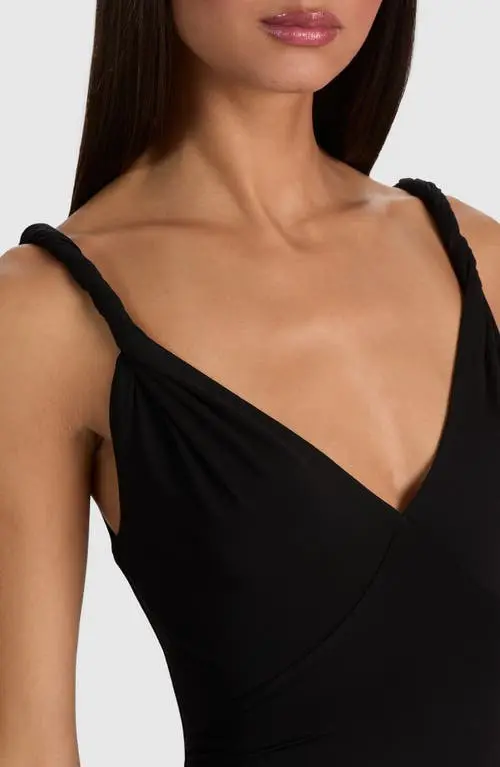 Alice + Olivia Bianca Twist Strap Ruched Sleeveless Maxi Dress