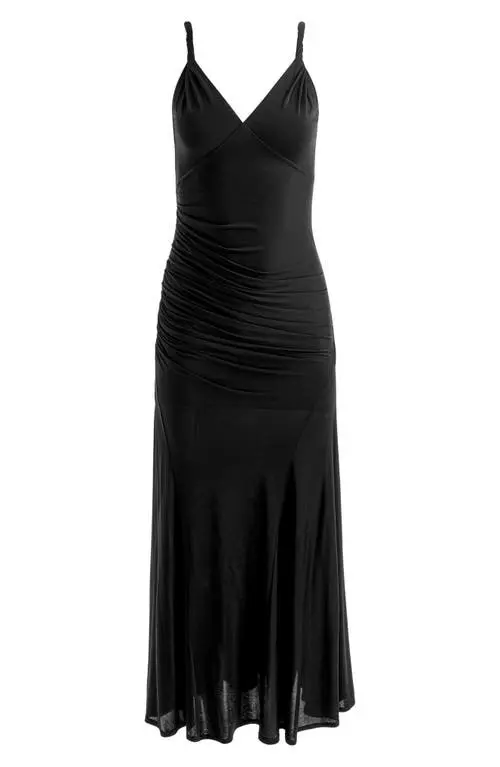 Alice + Olivia Bianca Twist Strap Ruched Sleeveless Maxi Dress