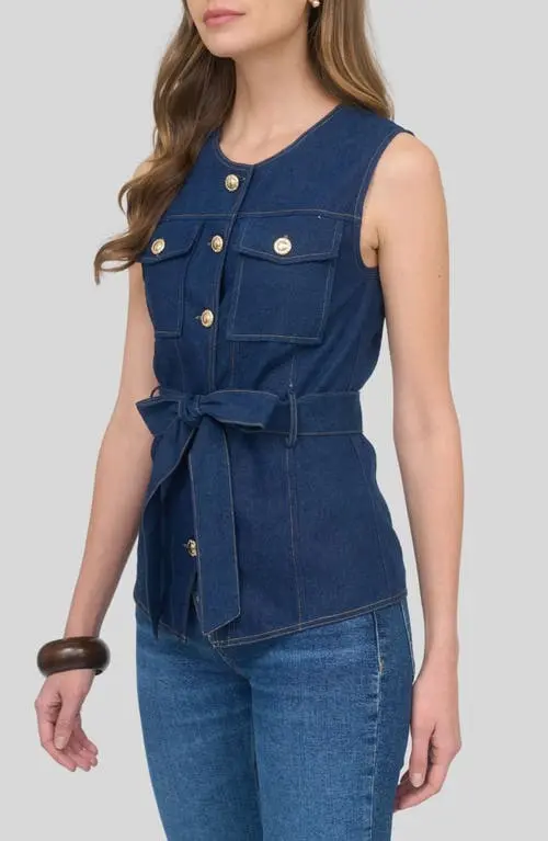 ZOE AND CLAIRE Sleeveless Tie Waist Vest