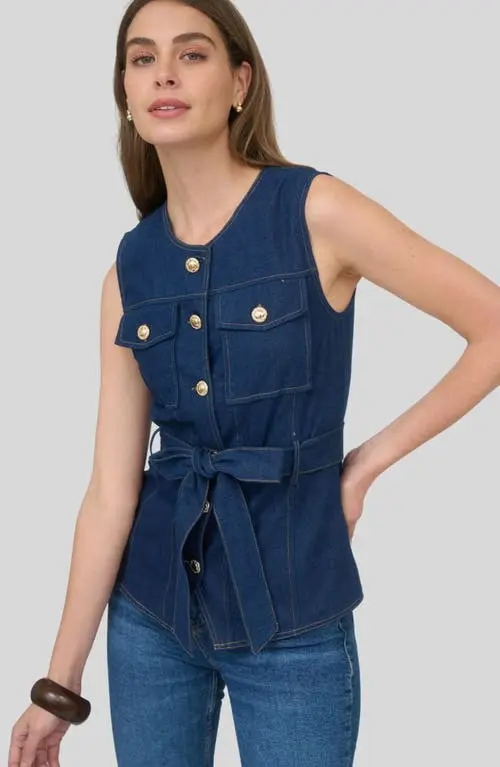 ZOE AND CLAIRE Sleeveless Tie Waist Vest