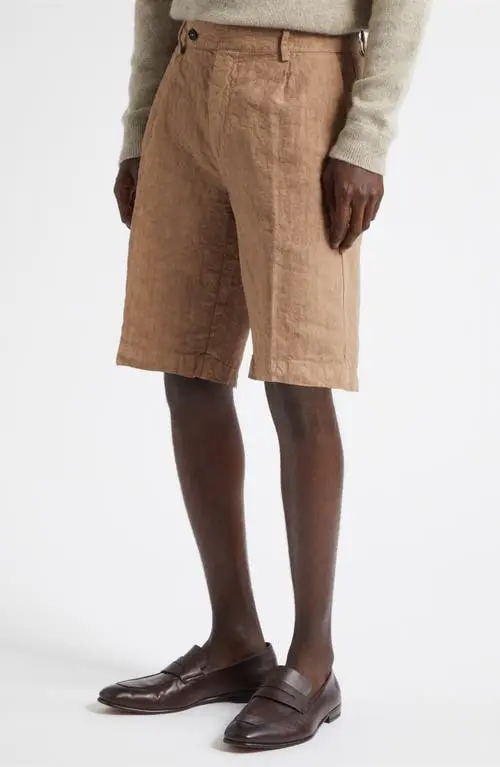 Massimo Alba Pleated Longline Linen Shorts
