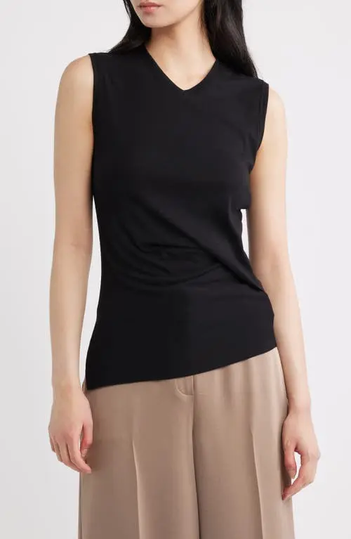Theory Side Twist V-neck Tank - Black