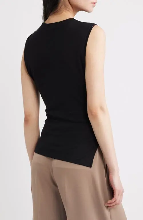 Theory Side Twist V-neck Tank - Black