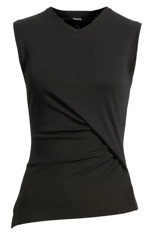 Theory Side Twist V-neck Tank - Black