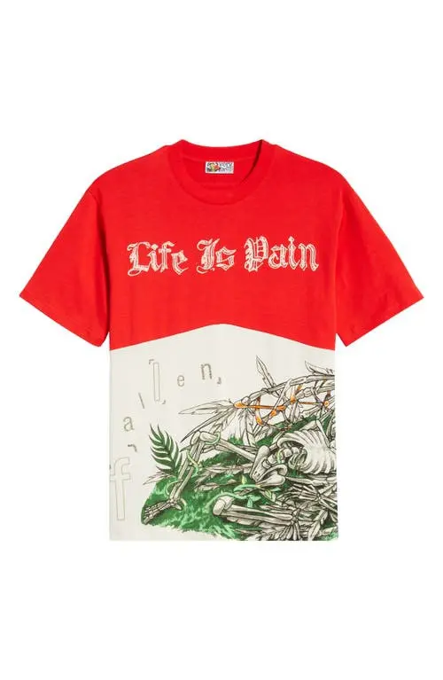 VERYRARE Life Is Pain Cotton T-shirt - Red