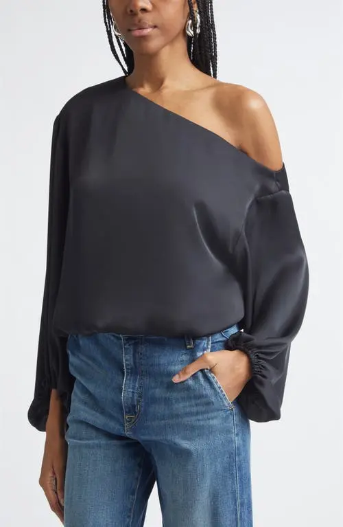 Ramy Brook Marley One Shoulder Long Sleeve Shirt - Black