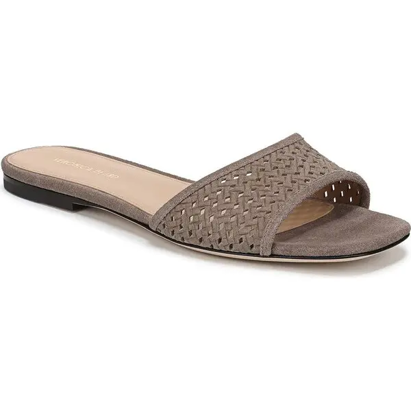 Veronica Beard Myla Perforated Slide Sandal - Bark