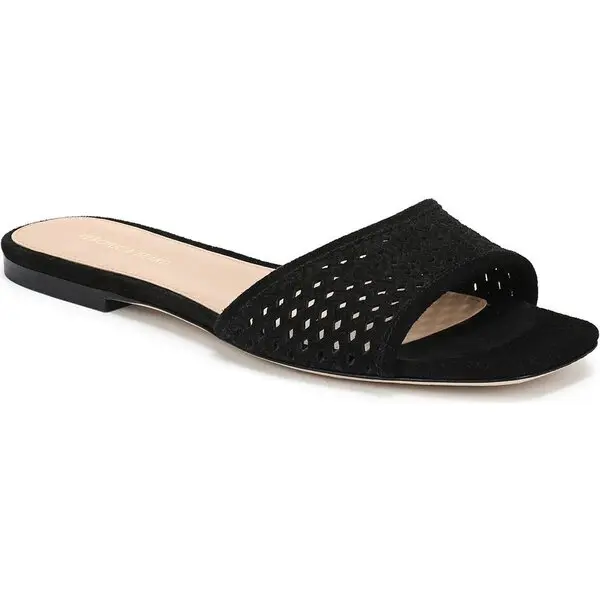 Veronica Beard Myla Perforated Slide Sandal - Black