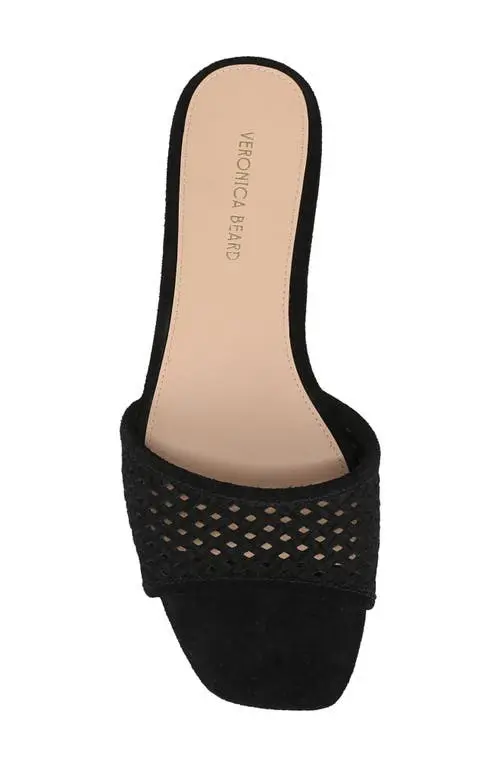 Veronica Beard Myla Perforated Slide Sandal - Black