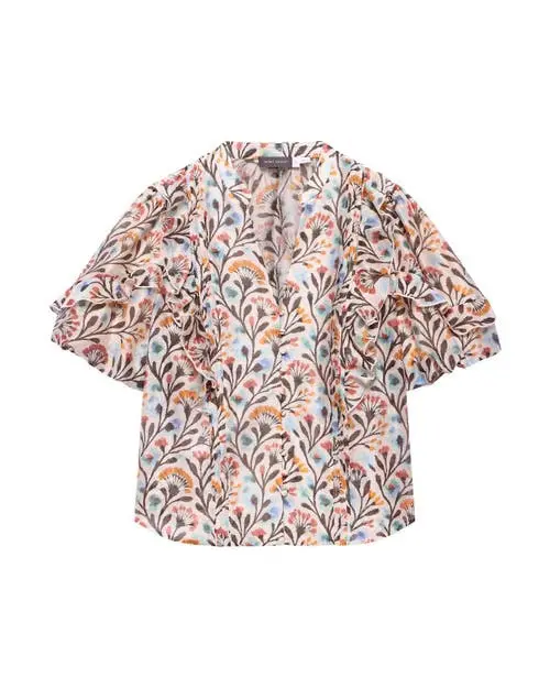 Mint Velvet Allover Floral Ruffle Blouse