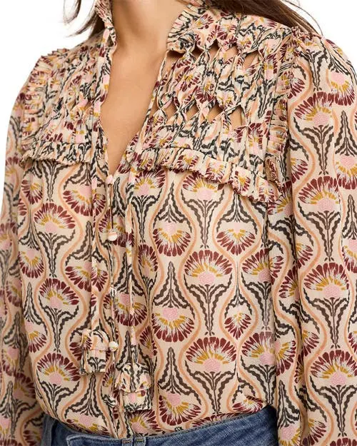 Mint Velvet Floral Print Ruffle Bib Blouse