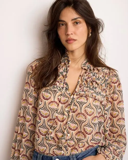 Mint Velvet Floral Print Ruffle Bib Blouse
