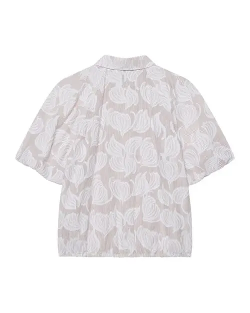 Mint Velvet Cotton Jacquard Puff Sleeve Shirt