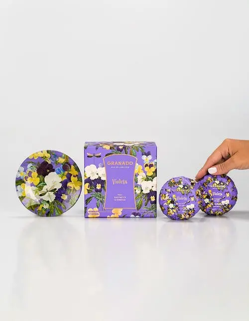 GRANADO Violeta Bar Soap Duo & Glass Tray Kit