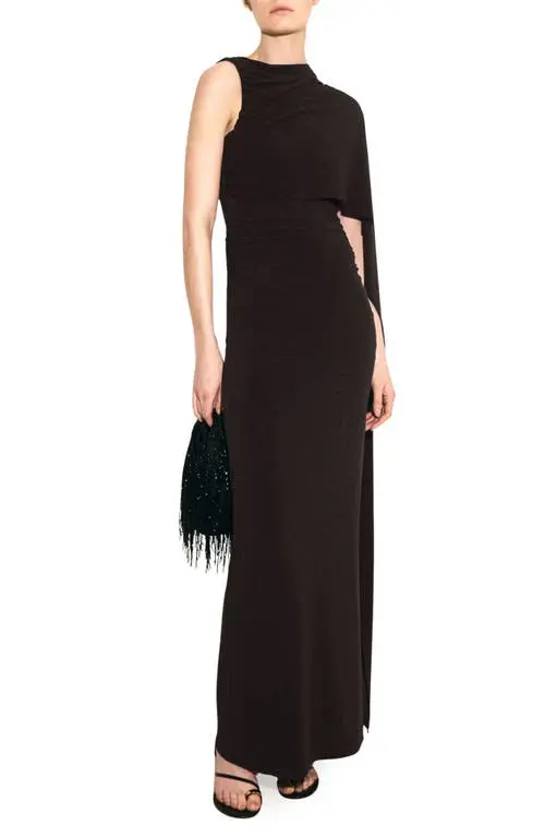 Mango Asymmetric Cape Maxi Dress