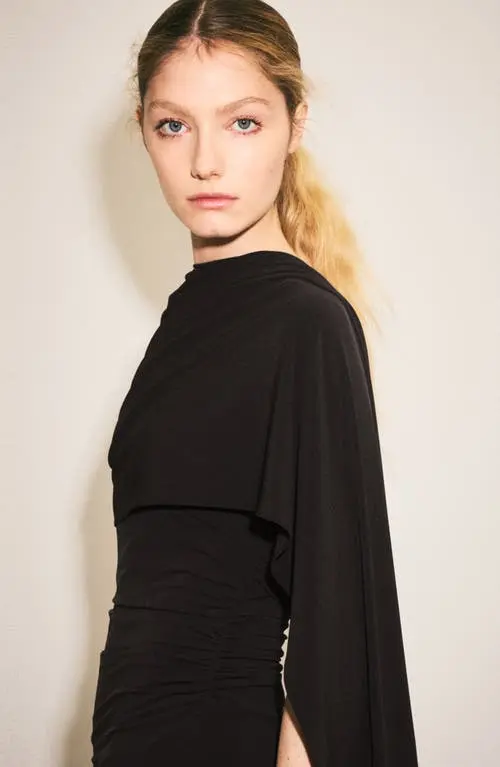 Mango Asymmetric Cape Maxi Dress