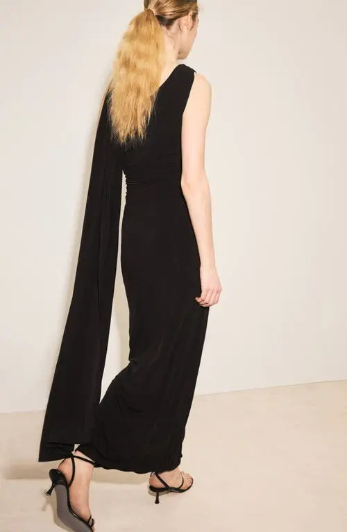 Mango Asymmetric Cape Maxi Dress