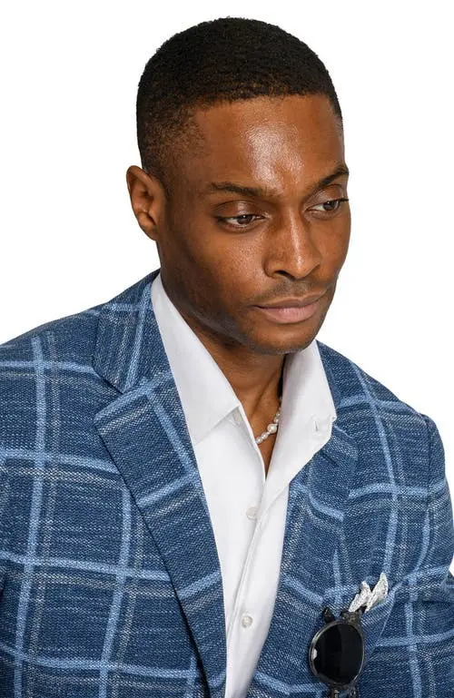 BROOKLYN BRIGADE Macon Windowpane Texture Blazer