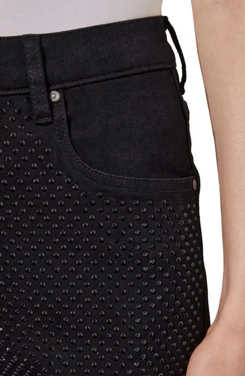Ming Wang Crystal Embellished Flared Jeans