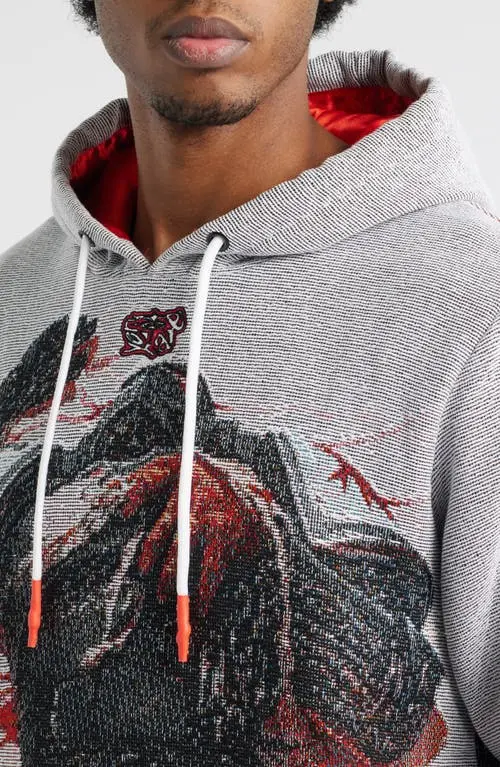 VERYRARE Jacquard Woven Tapestry Knit Hoodie With Satin Lining