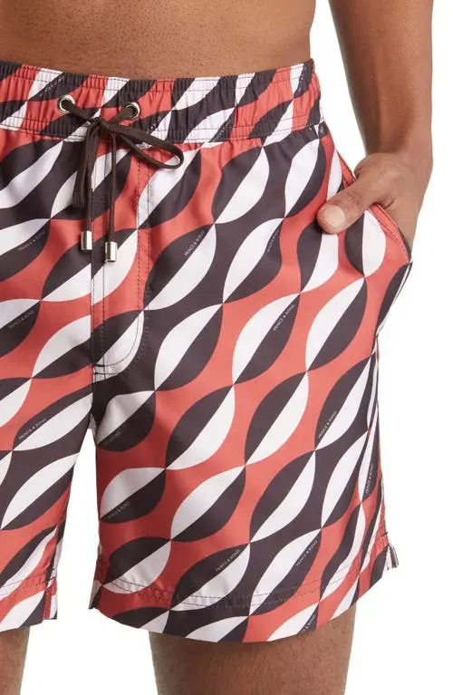 PRINCE & BOND Easton Printed Relaxed Swim Shorts