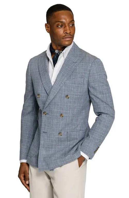BROOKLYN BRIGADE Douglas Double Breasted Plaid Blazer