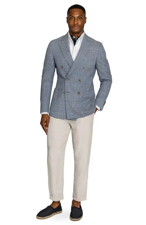 BROOKLYN BRIGADE Douglas Double Breasted Plaid Blazer