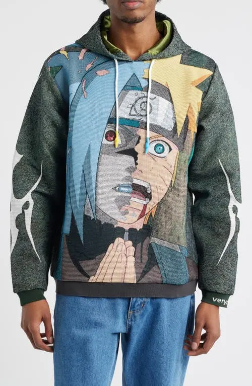 VERYRARE Naruto X Sasuke Jacquard Tapestry Hoodie - Gray