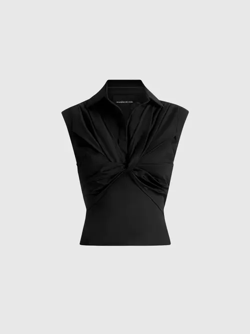 Manière De Voir Gathered Twist Sleeveless Top - Black