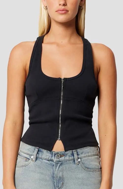 Abrand Denim Zip Front Bustier Tank