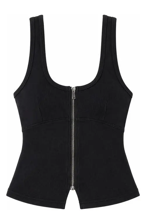 Abrand Denim Zip Front Bustier Tank