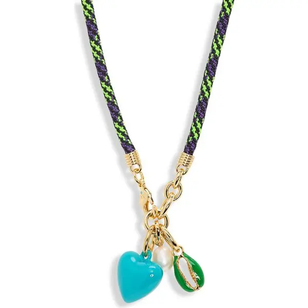 ROXANNE ASSOULIN Cultured Pearl Charm Necklace - Kiwi/gold
