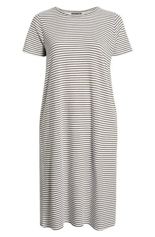 eileen fisher organic-cotton jersey midi t-shirt dress Striped - Olive gothic glam