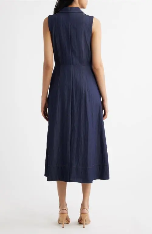 Vince Camuto Sleeveless Midi Dress With Button Detail