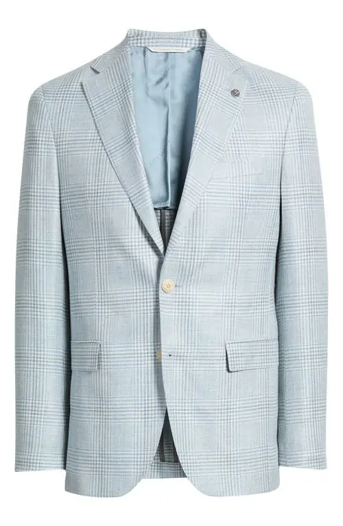 JACK VICTOR Midland Contemporary Fit Check Wool & Silk Blend Sport Coat - Light Blue