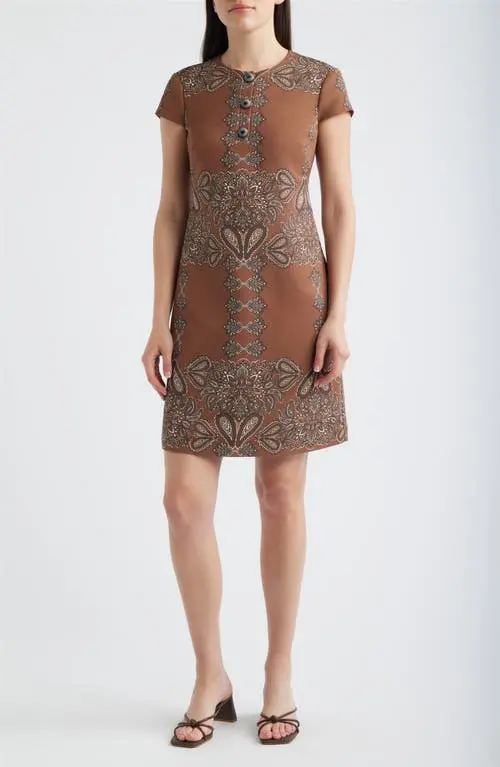 Vince Camuto Paisley Print Shift Dress - Brown Multi